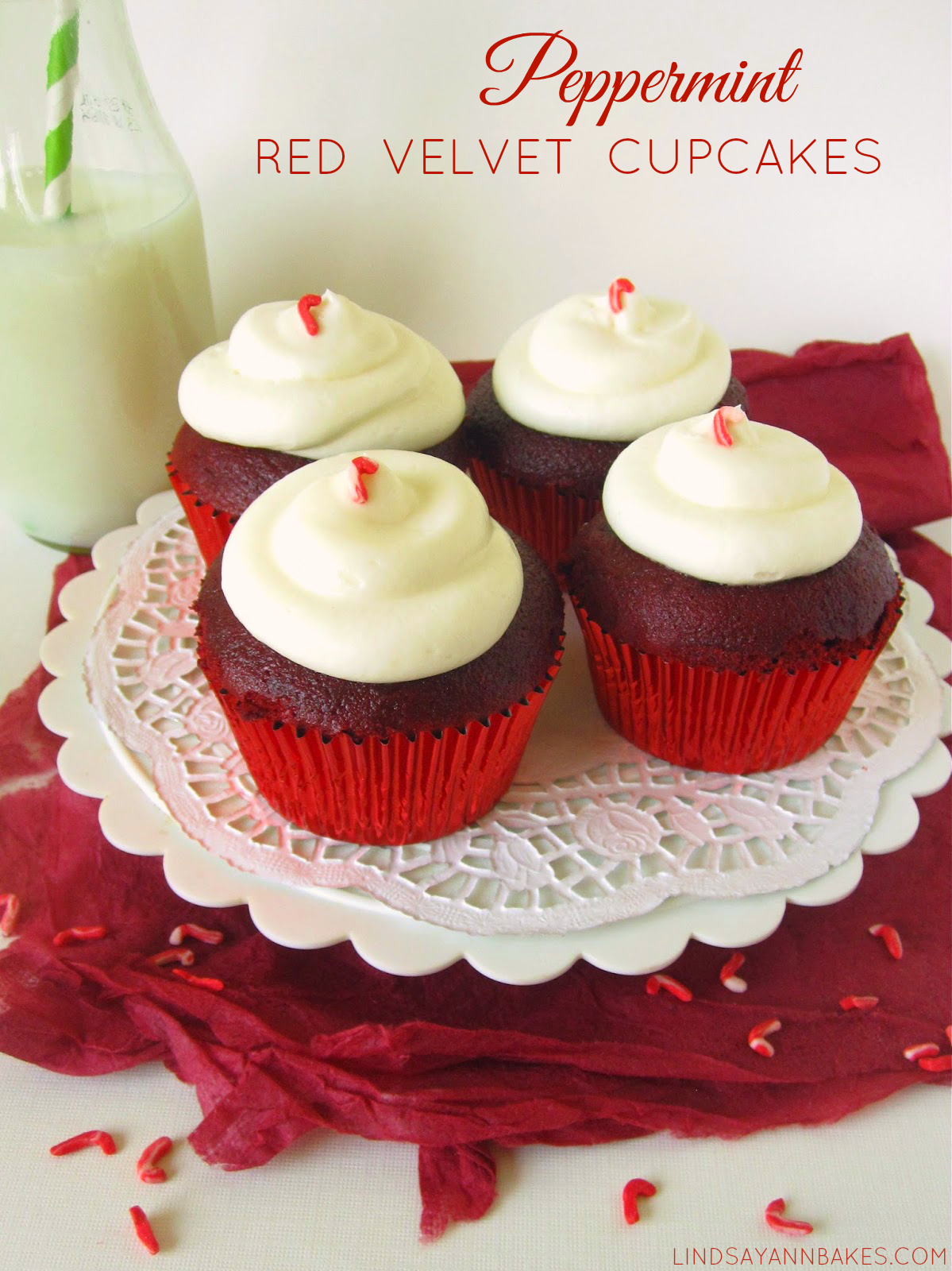 Peppermint Red Velvet Cupcakes - The Lindsay Ann