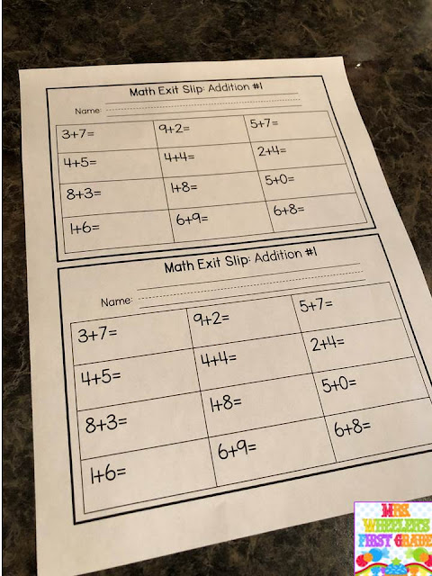 Mrs. Wheeler's First Grade Tidbits: Math Exit Slips