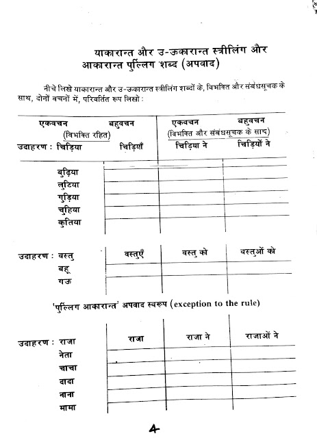 Hindi Grammar Work Sheet Collection for Classes 5,6, 7 & 8: Cases or ...
