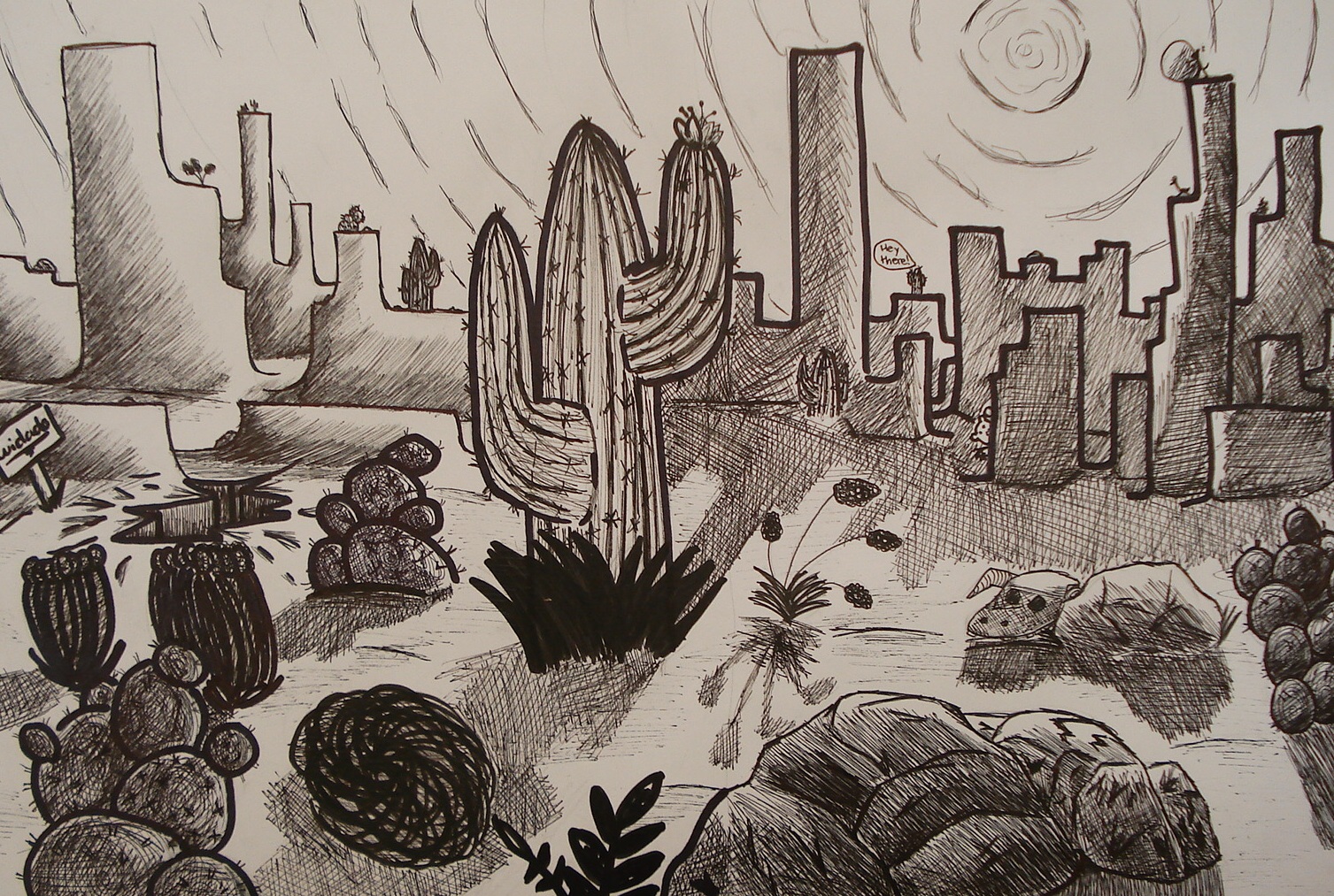 a faithful attempt: Southwestern Pen & Ink Landscape Drawing
