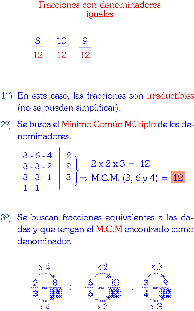 REDUCCION DE FRACCIONES A SU MINIMO COMUN DENOMINADOR EJEMPLOS Y ...