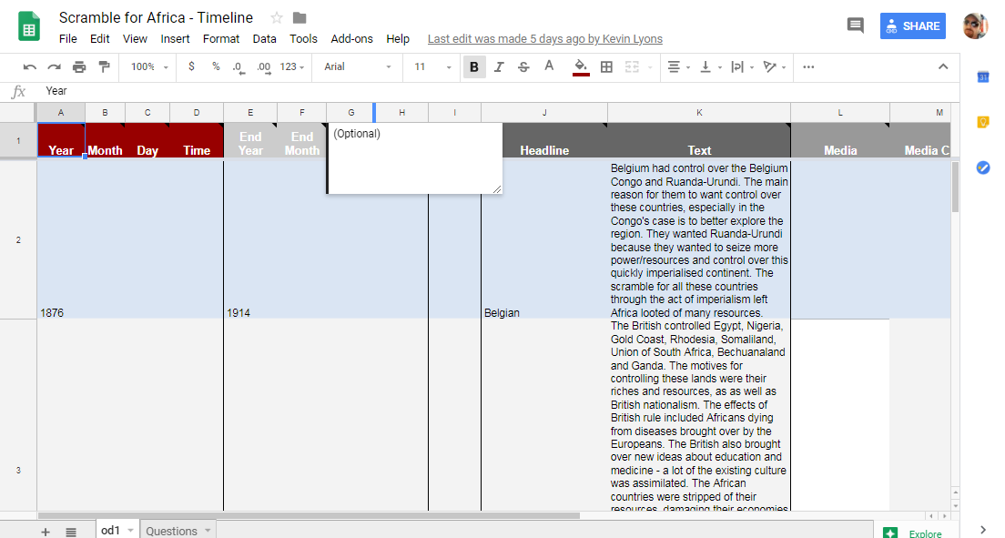 Digital History Farm: Scramble for Africa - Making Timelines With The ...