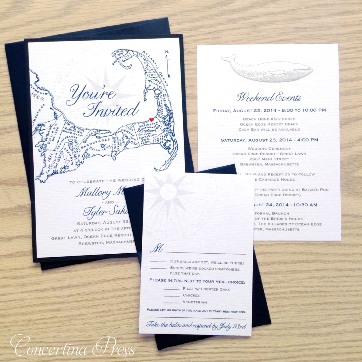 Concertina Press - Stationery and Invitations: Custom Cape Cod Wedding ...