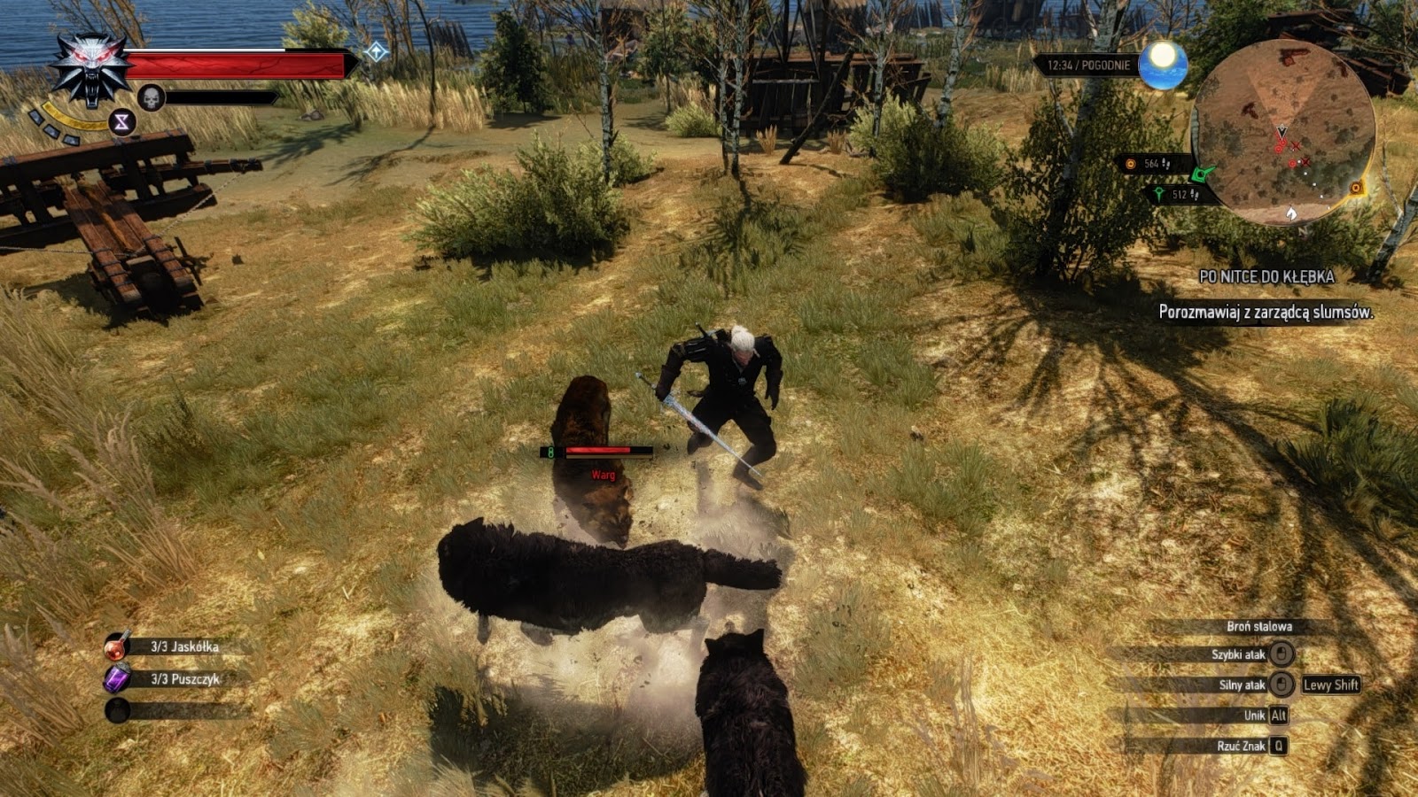 wiedźmin3-dzikigon-walka-z-wilkami-thewitcher3-witcher-wolfs-wilki