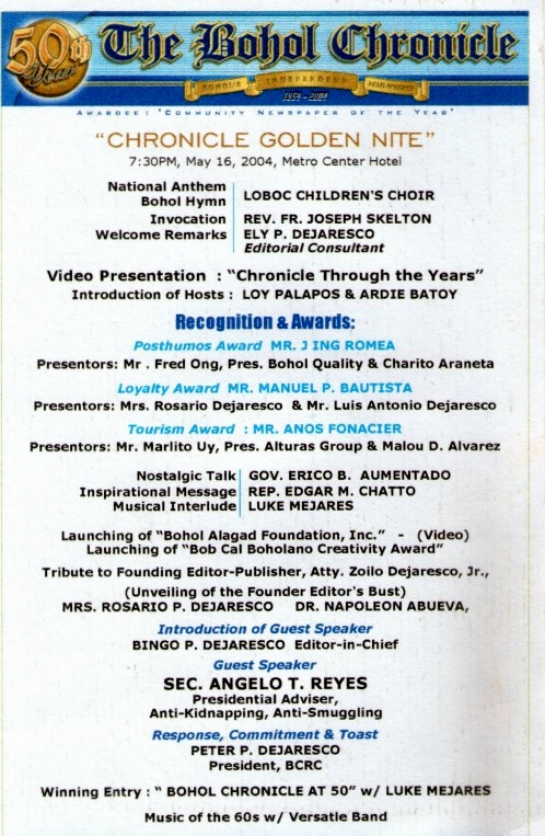 Bohol's Roving Eye: Bohol Chronicle: The First Fifty Years for Bohol's ...