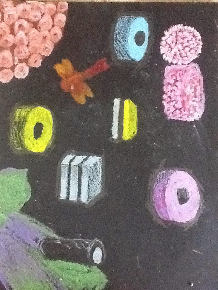 Art and Design Blog Level 3: Drawing fruit and sweets with oil pastel ...