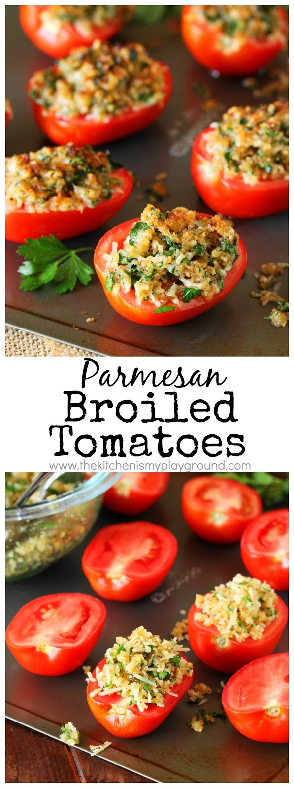 Parmesan Broiled Tomatoes | The Kitchen is My Playground