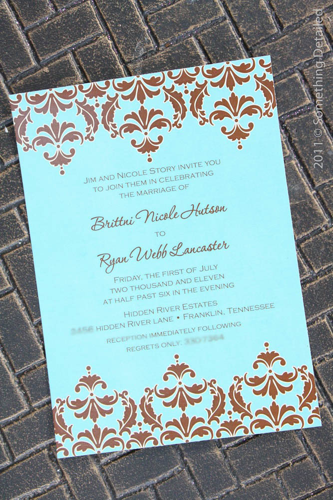 A Little Something Detailed: Wedding Invitation: Pool blue, Chocolate ...