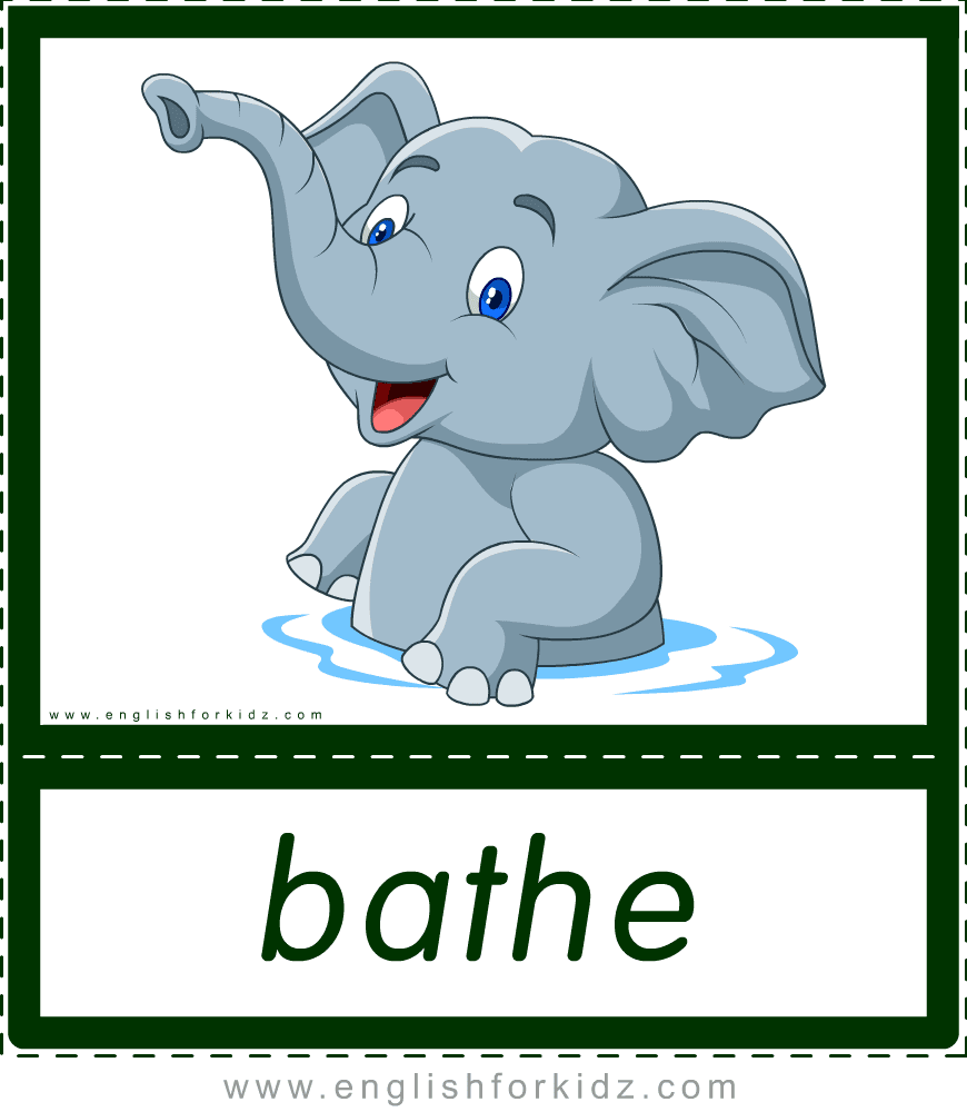 Printable Flashcards: Animal Actions. Part 1.