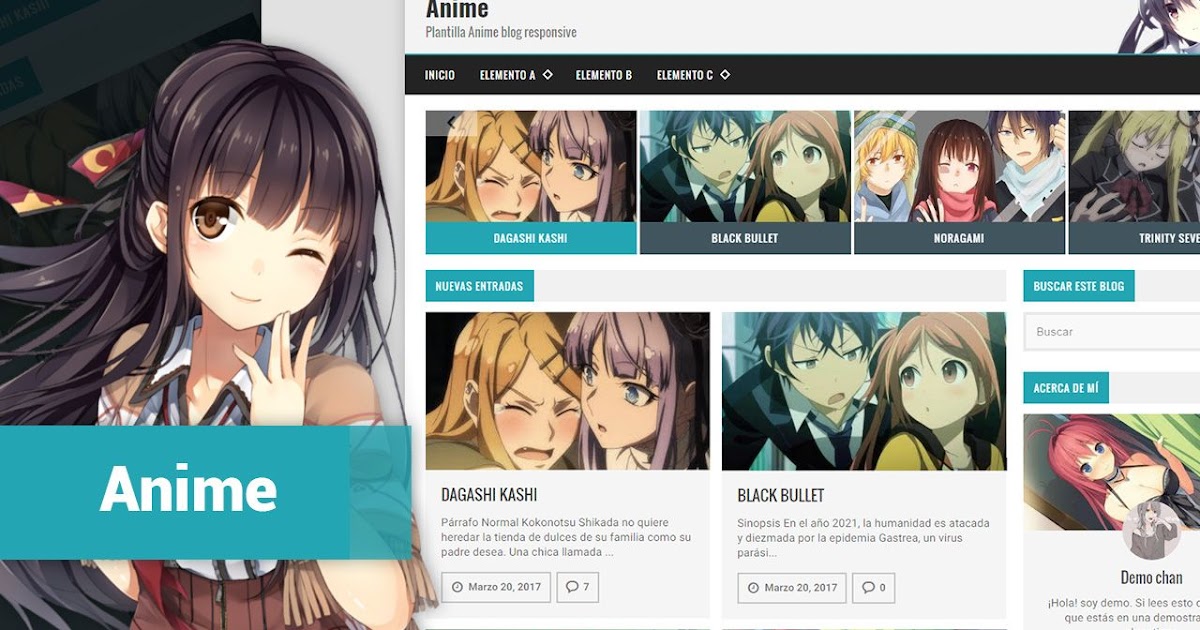 Plantilla Anime Para web de anime | Mas Plantillas Blogger