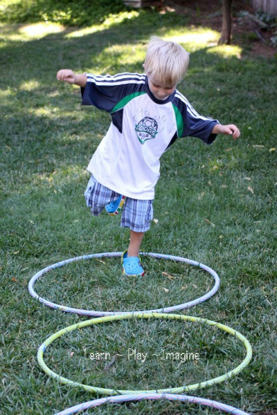 Children Hopping On One Foot