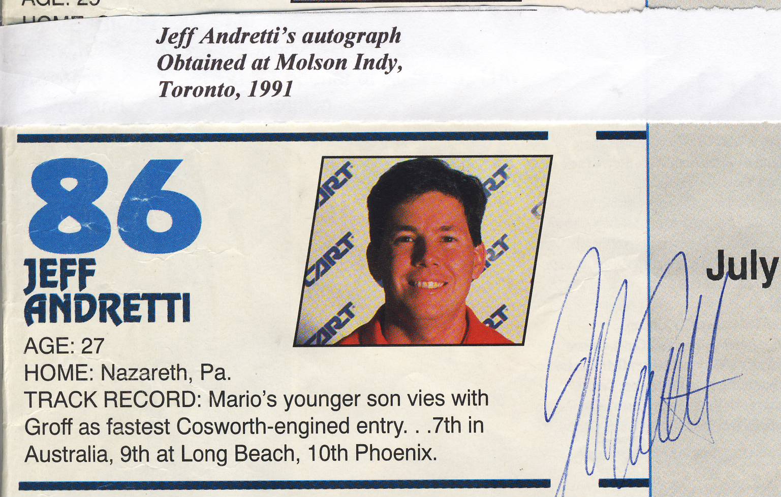 OPEN WHEEL RACING: Jeff Andretti "About ME"