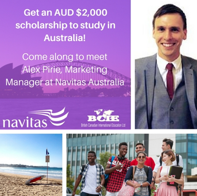 Get an AUD $2,000 scholarship to study in Australia! Come along to meet ...