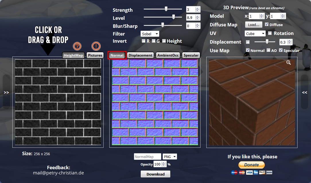 Echt Virtuell: Materialtexturen mit NormalMap-Online erzeugen