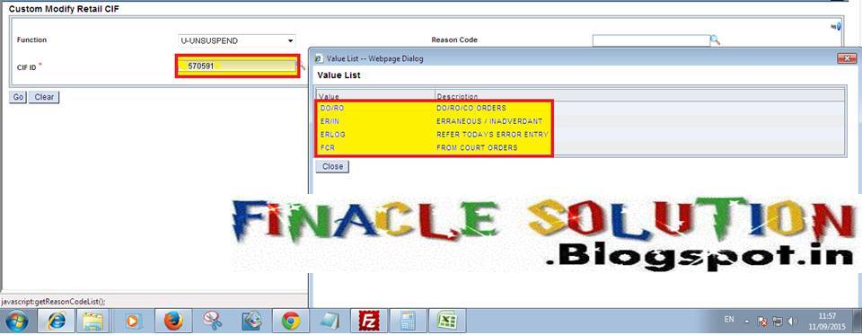 User Hook Error in SB Deposit/Withdrawal or SB Close in DOP Finacle
