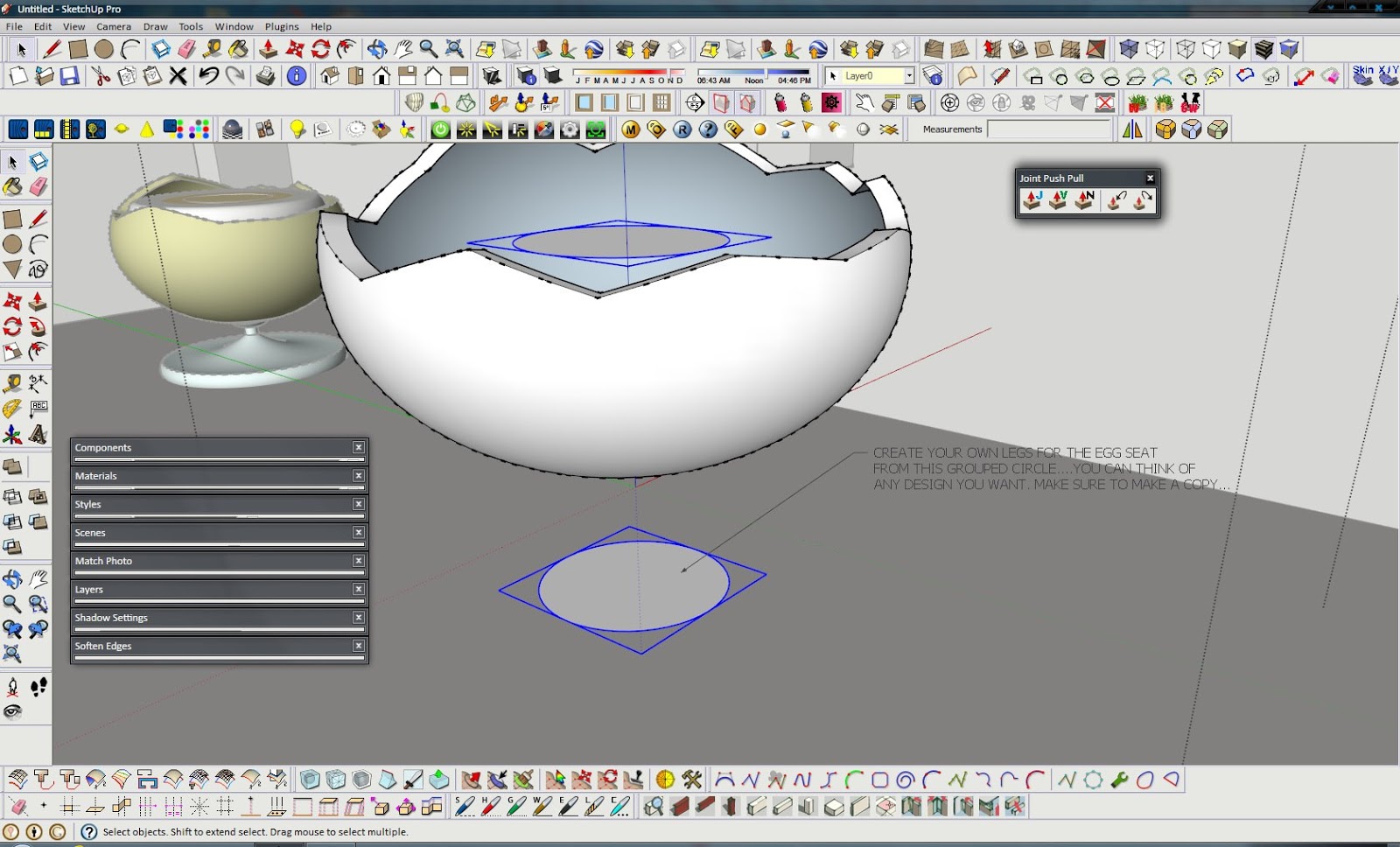 SKETCHUP TEXTURE: SKETCHUP TUTORIAL HOW TO MODELLING AN "EGG SHELL CHAIR"