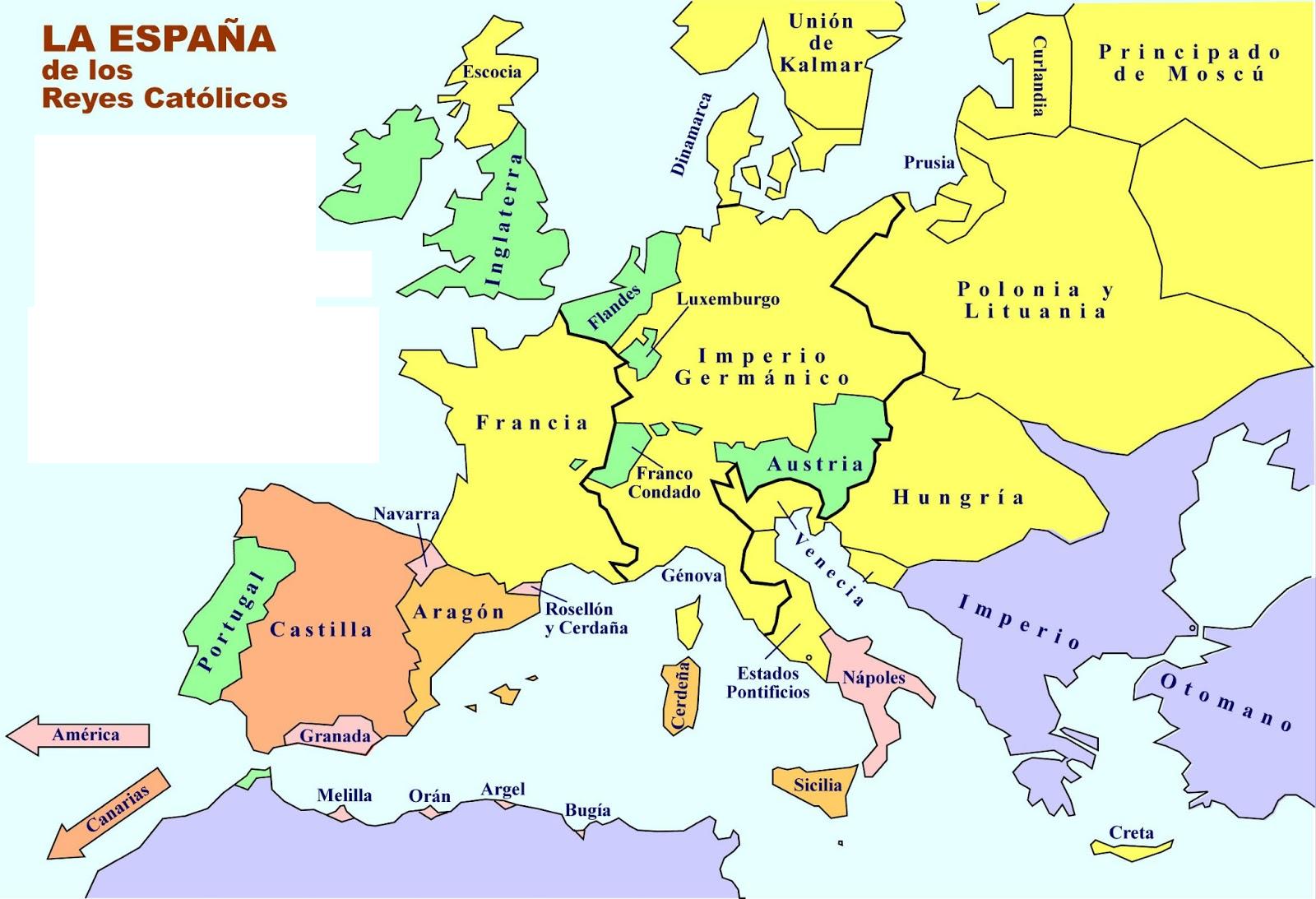 imágeneshistóricas.blogspot.es: Mapa de Europa en torno al año 1500