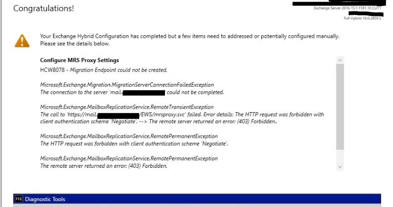 Exchange HCW8078 - Migration Endpoint could not be created.