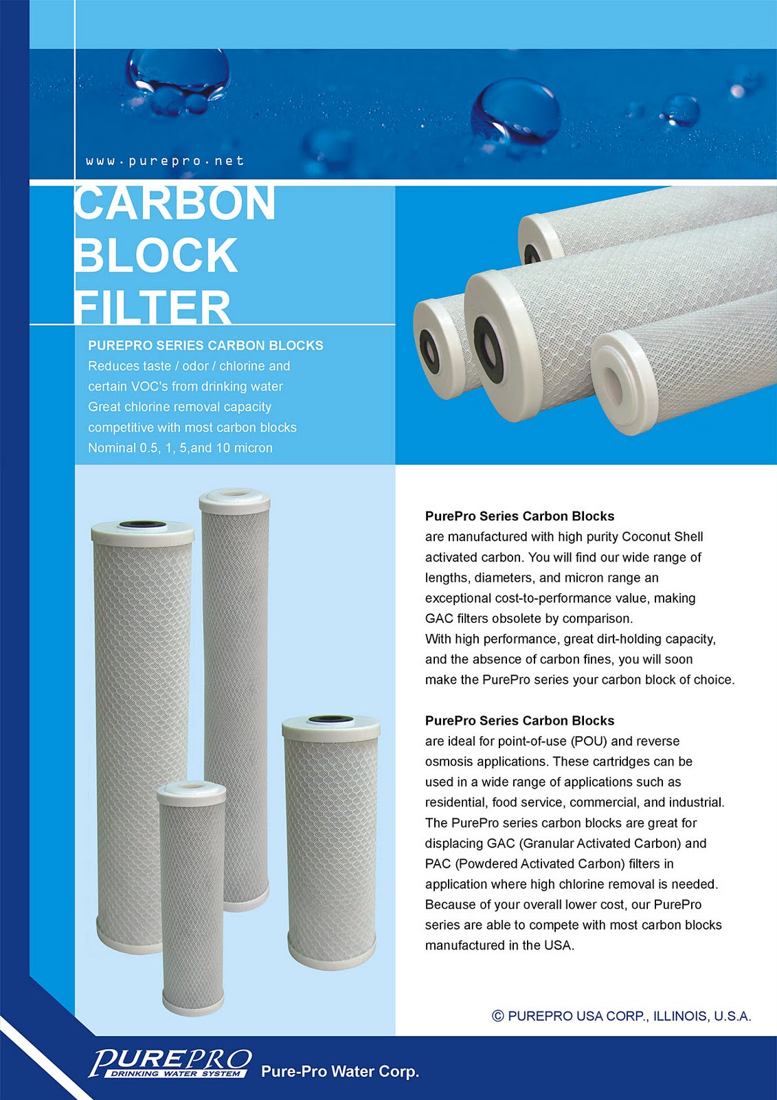 PurePro USA Royal RO Filter System PurePro Block Carbon Filter purepro-usa-royal-ro-filter-system-purepro-block-carbon-filter