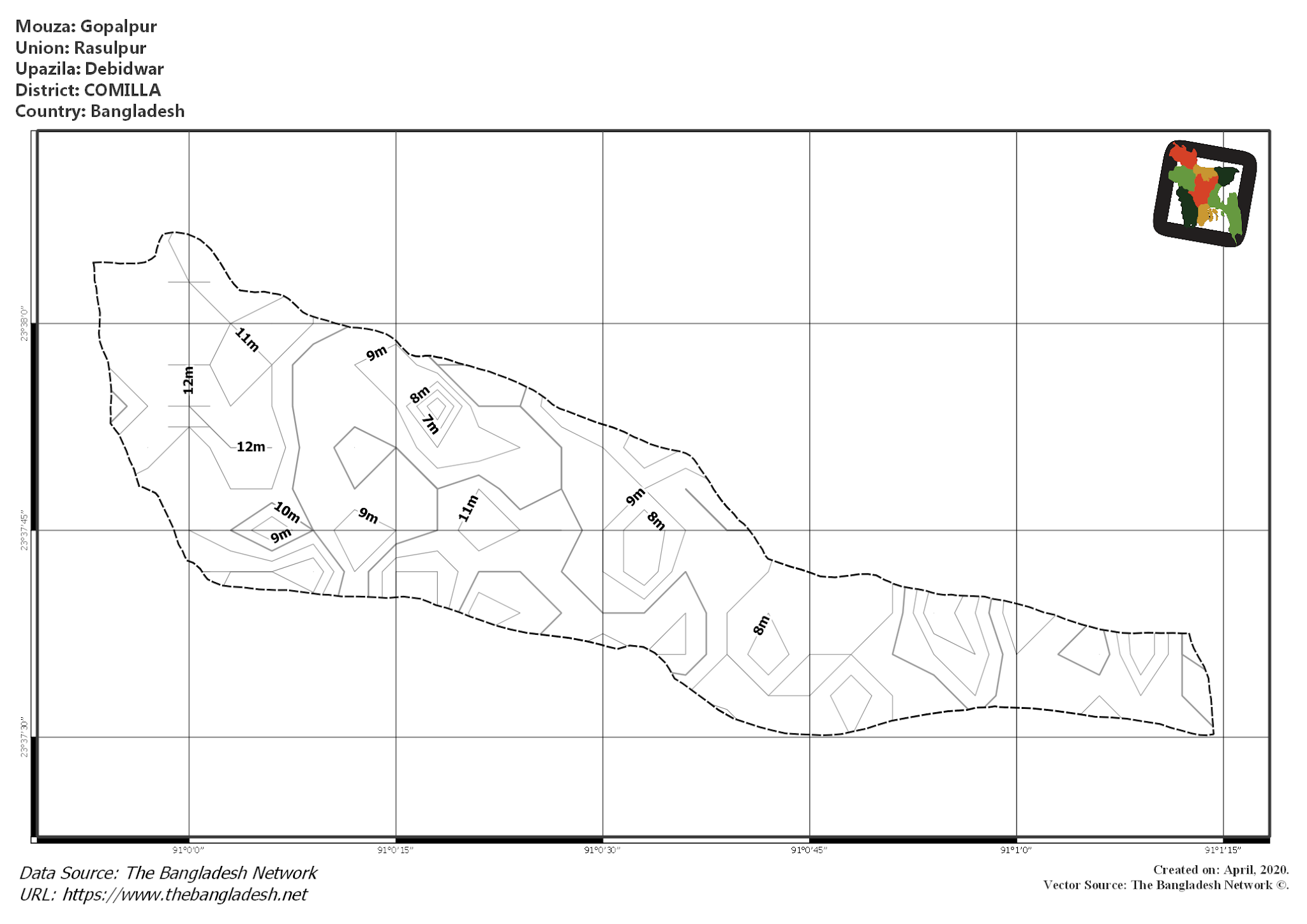 Map of Gopalpur Mouza, Debidwar, Comilla