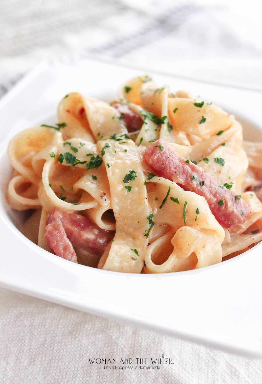 Woman and the Whisk: Pappardelle With A Tasso Ham Cream Sauce