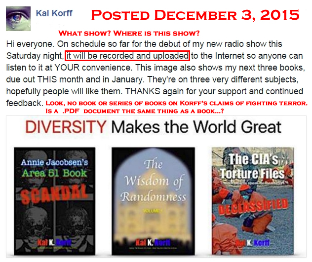 Kalvin Korff is a IDIOT: Kal Korff, still making promises