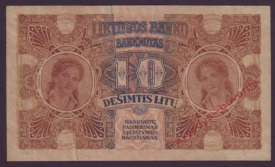 Lithuania paper money Litas 10 Litu banknote of 1922|World Banknotes ...