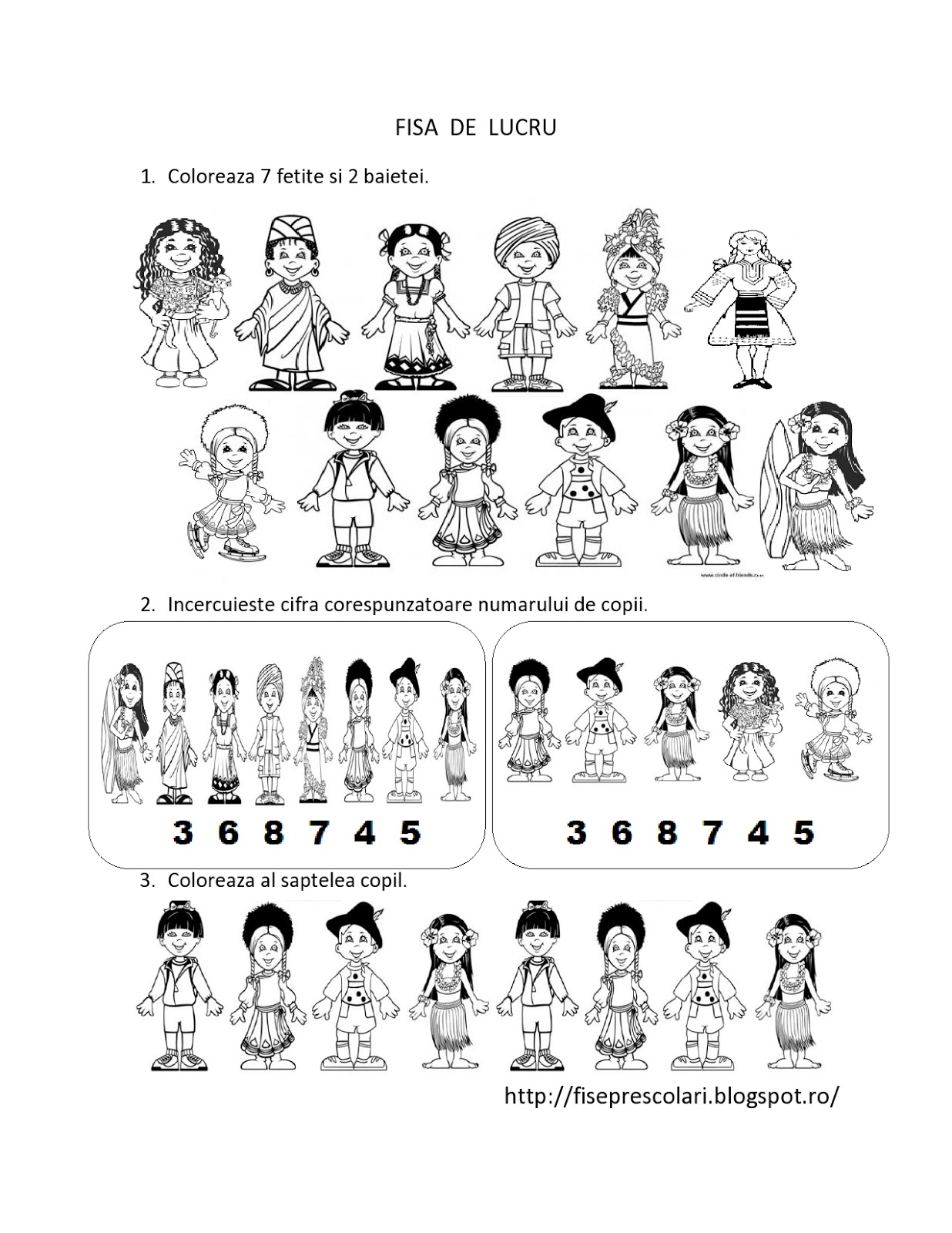 Copiii lumii - FISE de lucru pentru copiii de gradinita :: Fise de ...