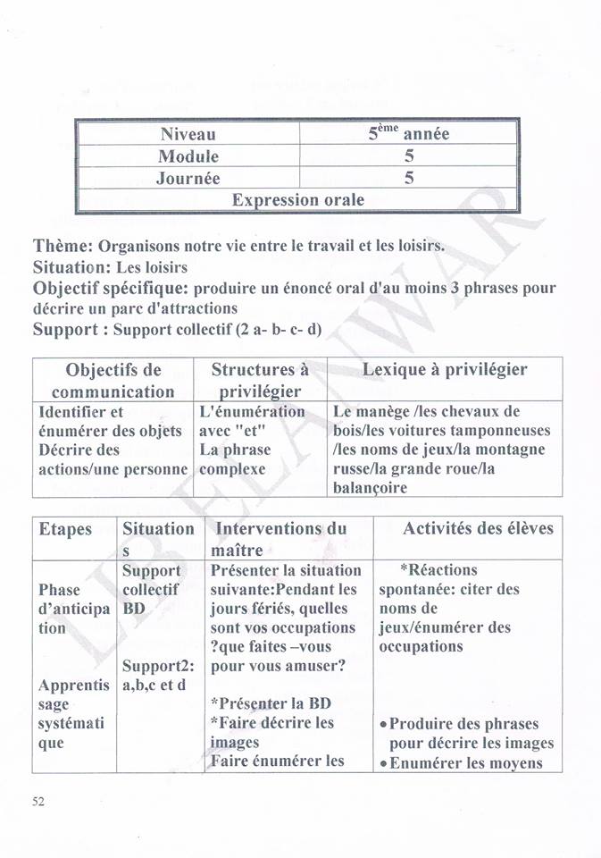 tous les fiches du module 5 et module6 pour la 5eme année - موارد المعلم