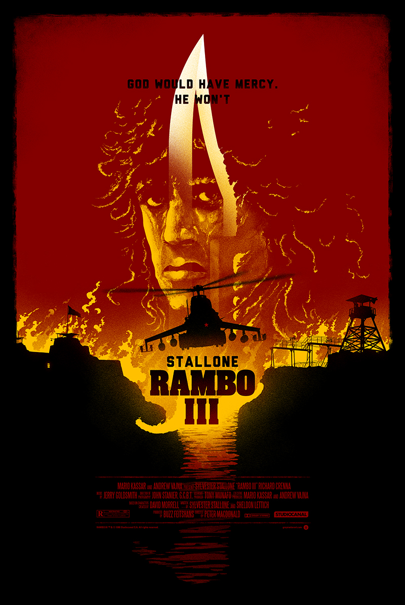 INSIDE THE ROCK POSTER FRAME BLOG: Marko Manev Rambo 3 Movie Poster Release From Grey Matter Art