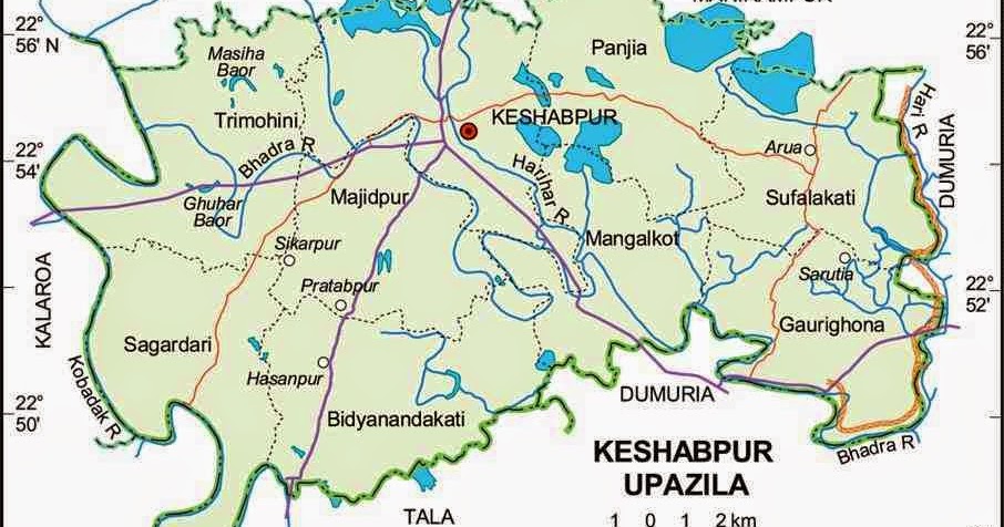 Keshabpur Upazila Map, Jessore District, Bangladesh