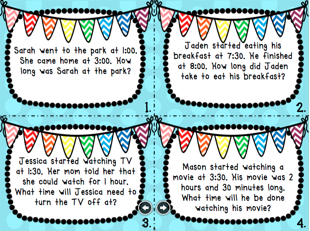 Teaching in Paradise: Differentiated Elapsed Time Task Cards!