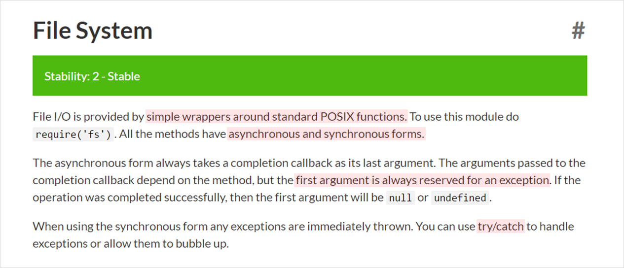 Node.js fs 模組 APIs 的三種類型