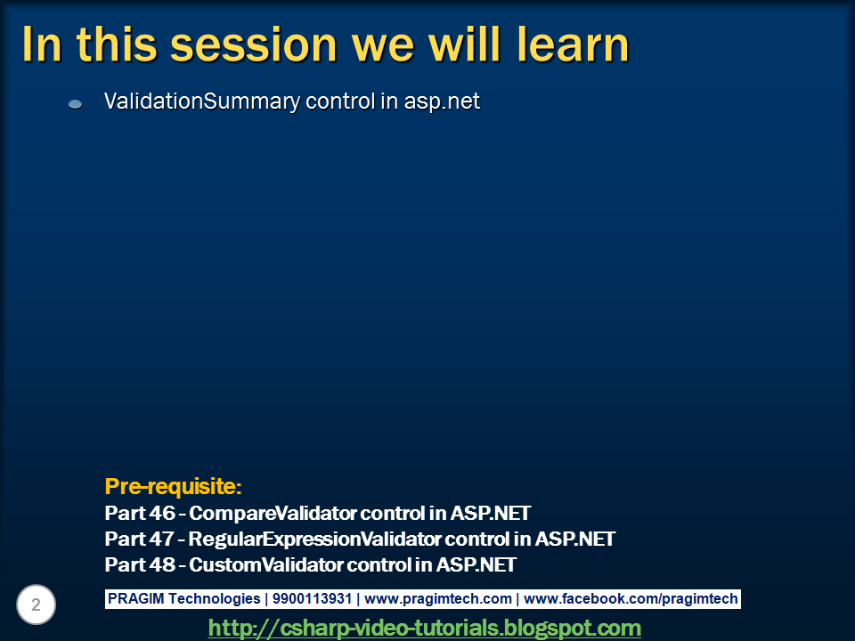 Sql server, .net and c# video tutorial: Part 49 – Validation Summary