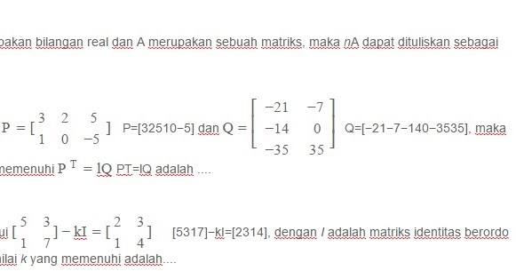 Contoh Soal Perkalian Matriks dengan Bilangan Real | ezy blog