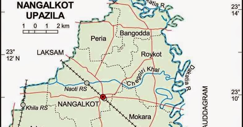 Nangalkot Upazila Map, Comilla District, Bangladesh