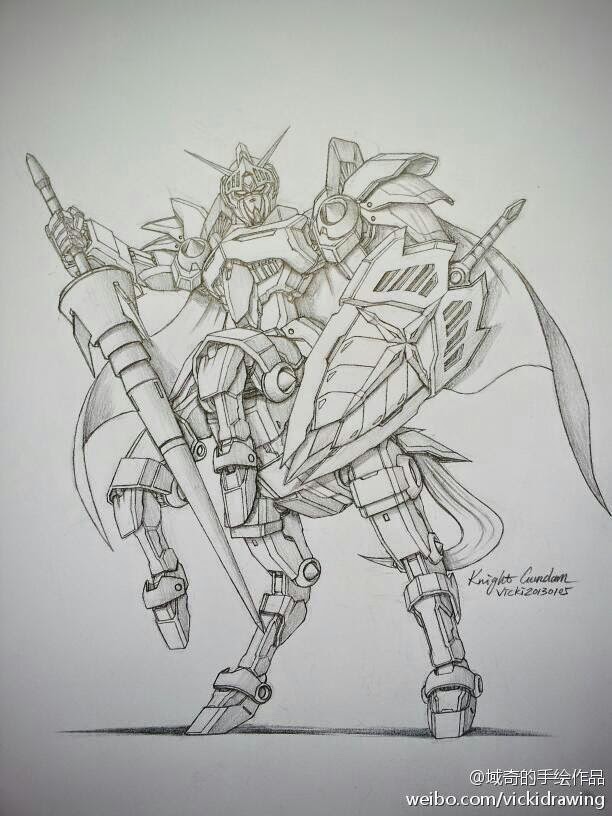 Gundam and Mobile Suit Pencil Drawings by Vicki via PIXIV