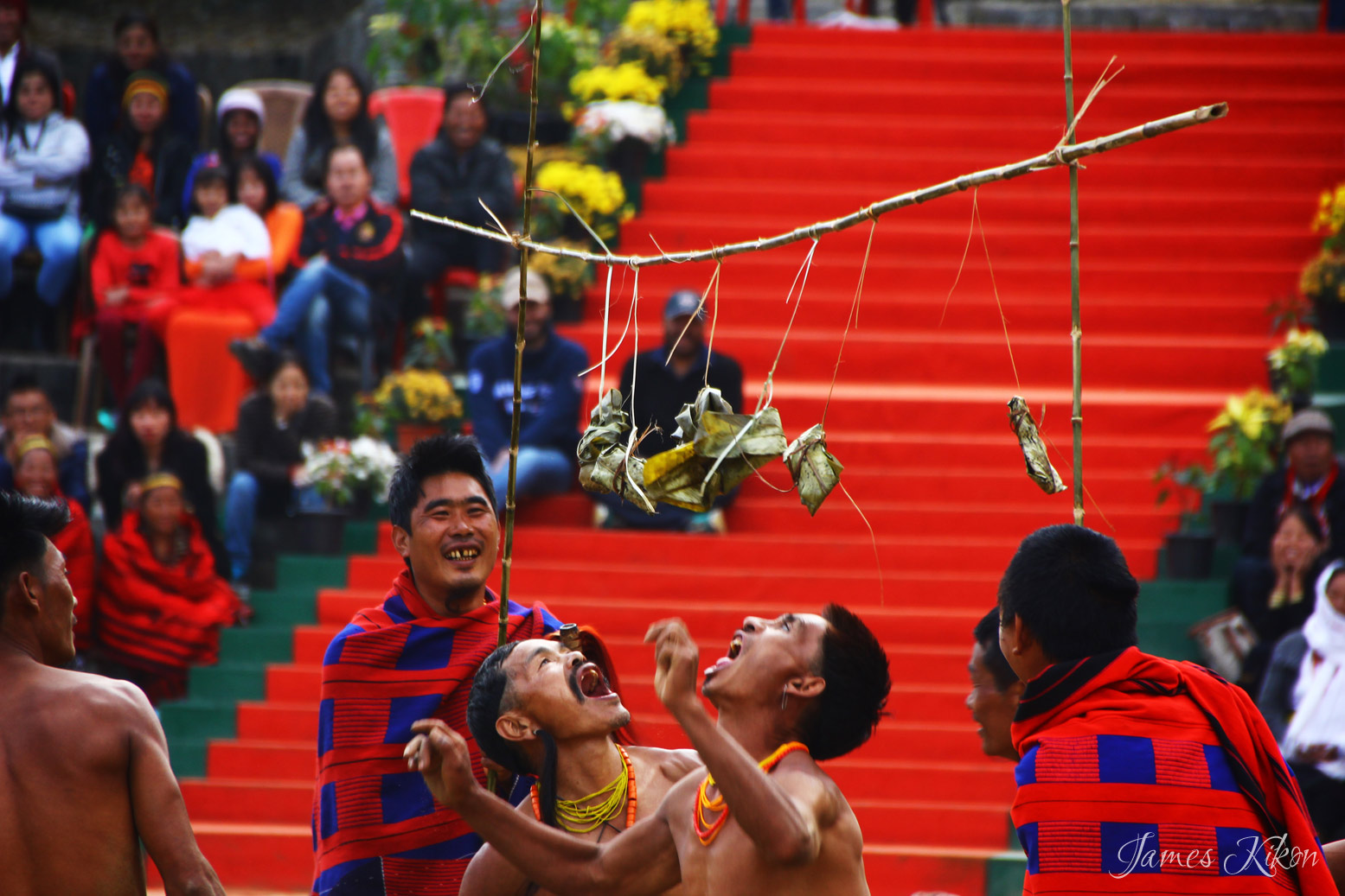 Chang Nagas playing games in traditional costumes at Nagaland Hornbill ...