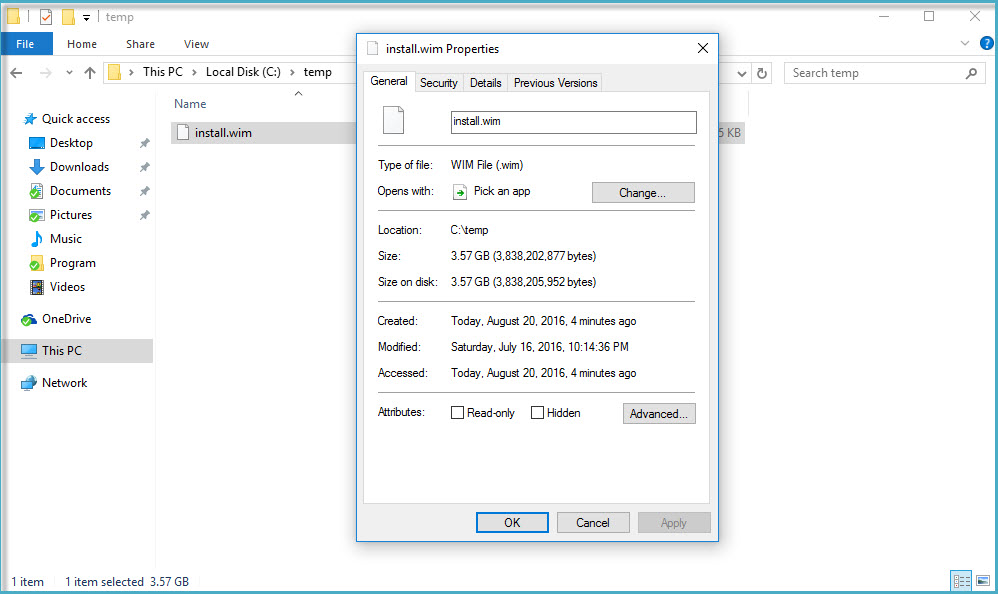 Cách chuyển đổi qua lại các định dạng tập nén install.esd và install ...