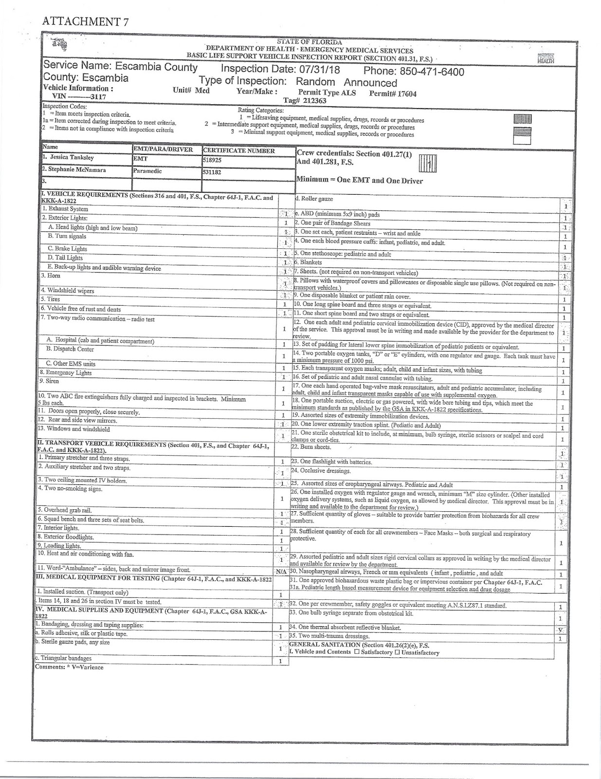 Jeff Bergosh Blog: Latest EMS Inspection in Late July 2018--Excellent ...