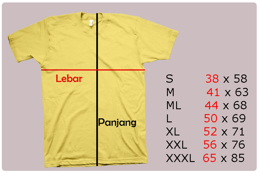 Panduan Warna dan Ukuran | KAOS SABLON SATUAN BATANG