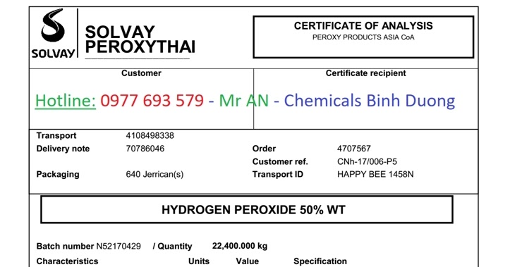 Hóa Chất H2O2 50% - 35% - 30 - 27.5% - Hydrogen Peroxide - Ôxy Già ...