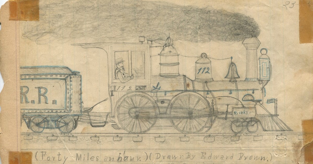 Dull Tool Dim Bulb: 19th Century Folk Art Train Drawing Forty Miles an Hour