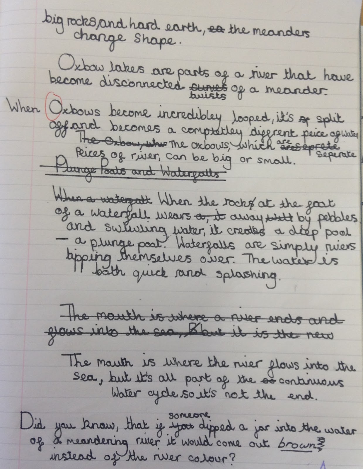 Year Five: River System Explanation Texts