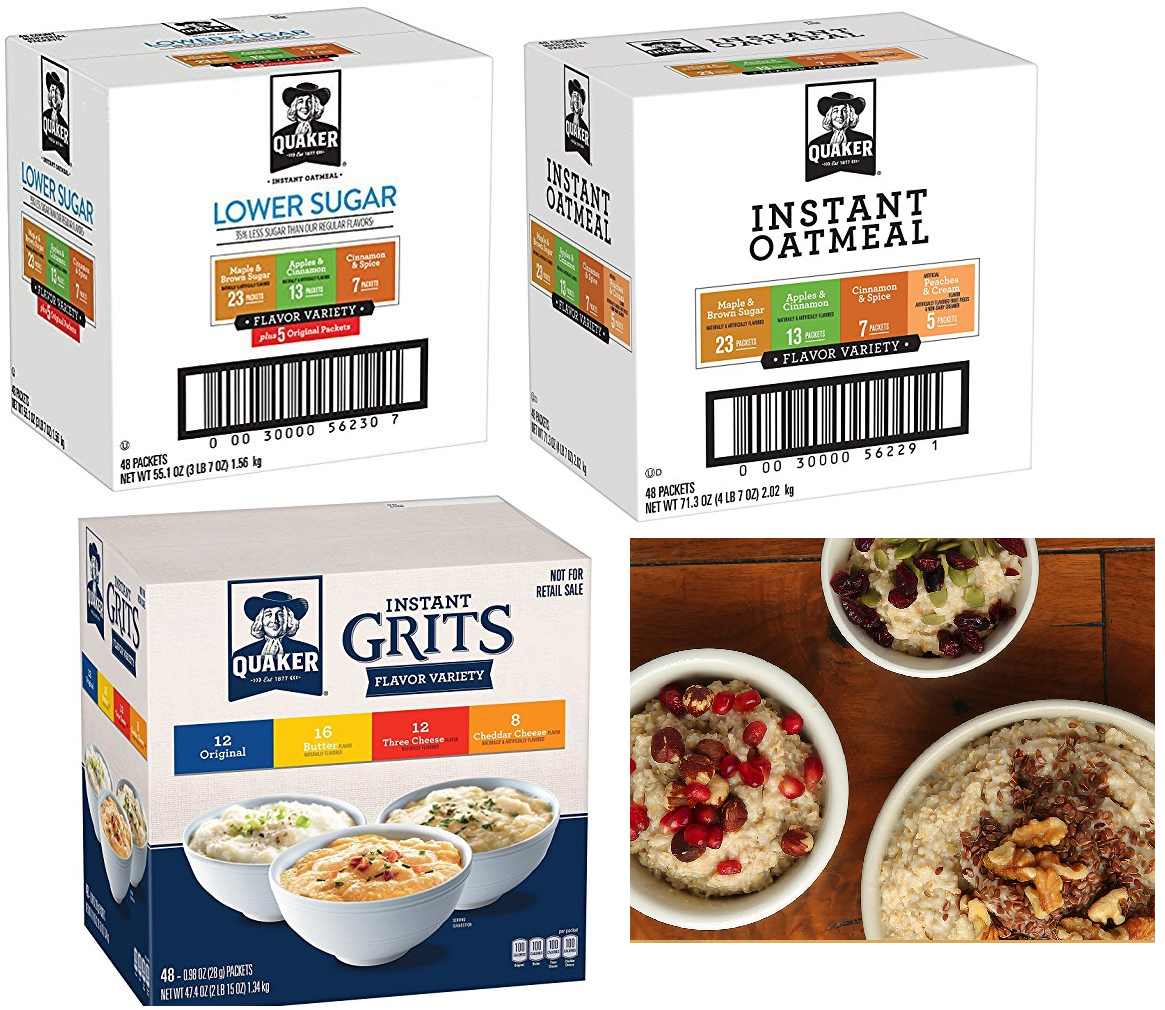 48 Pack of Quaker Instant Grits Variety Pack $6.29 or $5.39 With 5 ...