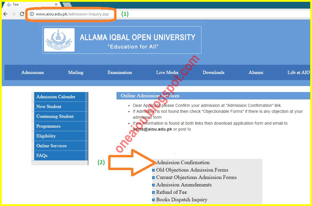 Allama Iqbal Open University Islamabad - aiou.pk: Checking Inquiry AIOU ...