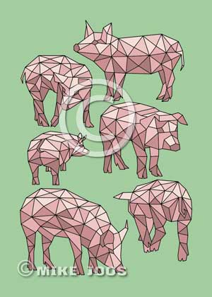 mike joos art: Geometric Pig