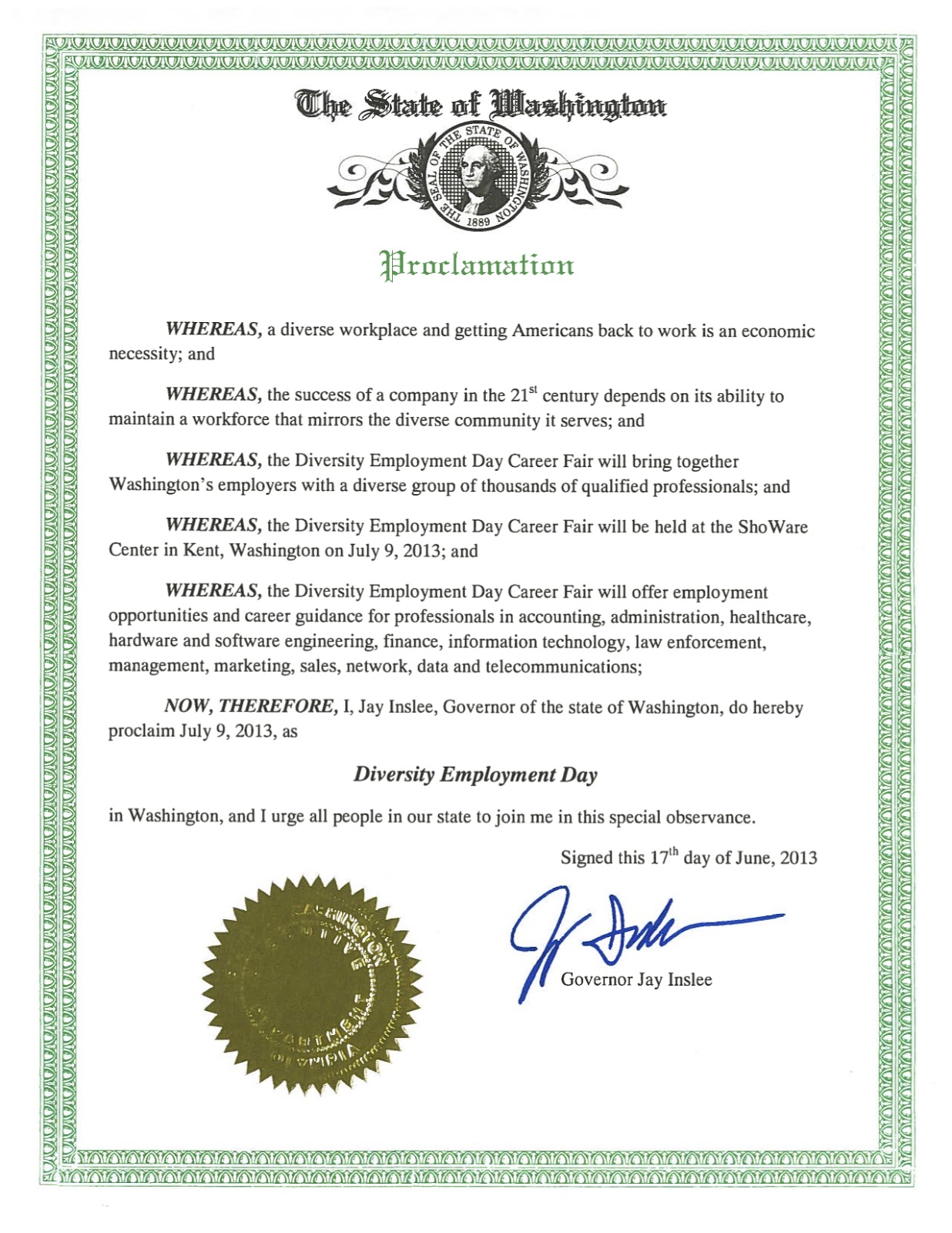 Career Fair on Diversity Employment Day. July 9th in Kent, WA.