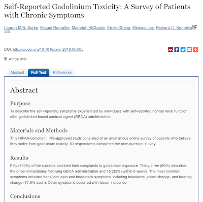 Self-Reported Gadolinium Toxicity- Is Gadolinium totally Safe ? - Sumer ...