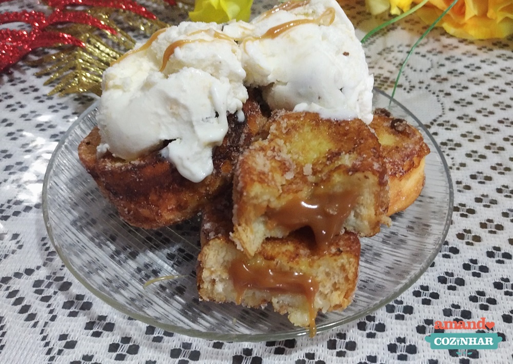 Rabanada recheada com doce de leite - Amando Cozinhar